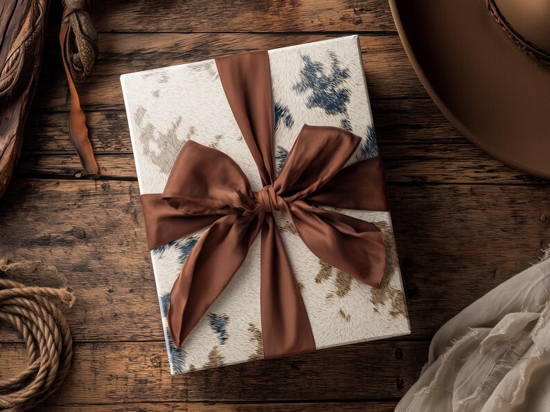 Western Cowhide Wrapping Paper Roll Rustic Ranch Gift Wrap Cowboy ...