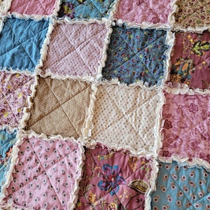 Amethyst Isles Large Rag Quilt Throw Teals Aqua Pinks Rose Spicy Browns Cream - Etsy