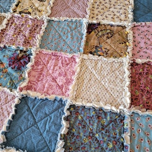 Amethyst Isles Large Rag Quilt Throw Teals Aqua Pinks Rose Spicy Browns Cream - Etsy