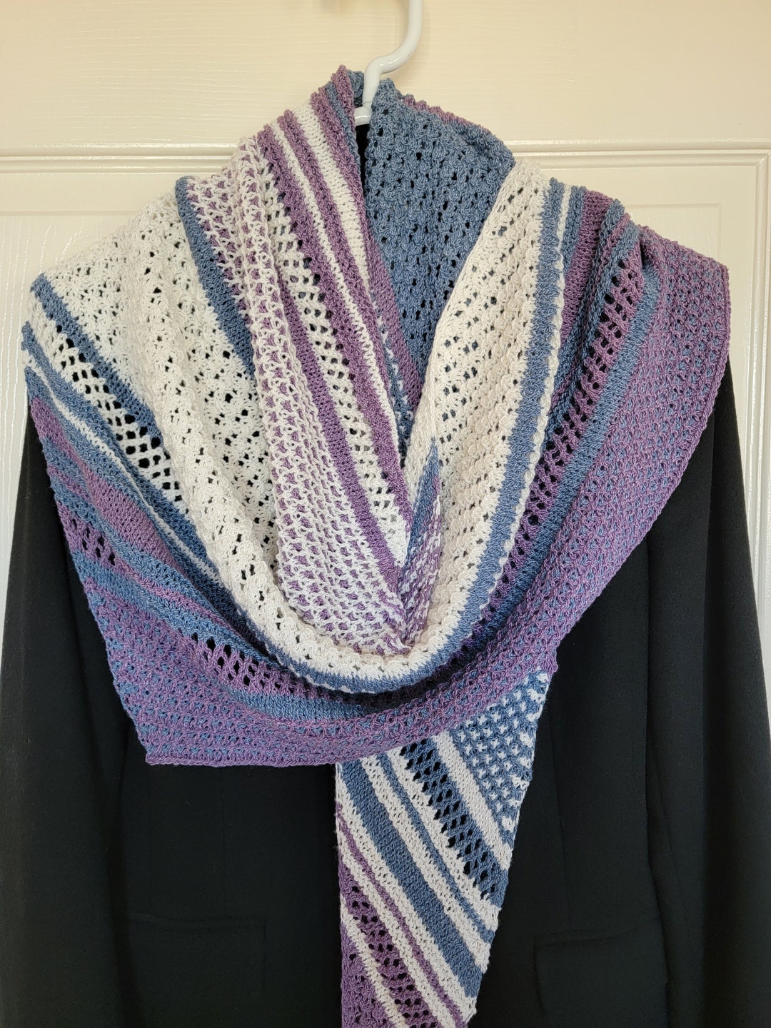 Asymmetrical "gem City" Shawl Blue Purple White - Etsy