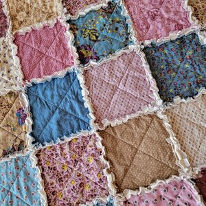 Amethyst Isles Large Rag Quilt Throw Teals Aqua Pinks Rose Spicy Browns Cream - Etsy