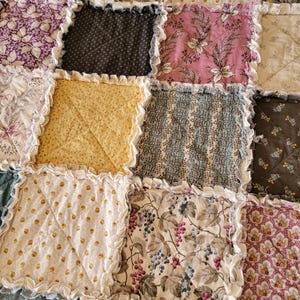 English Garden Large Rag Quilt Throw Pinks Yellows Greens Blues Tans White - Etsy