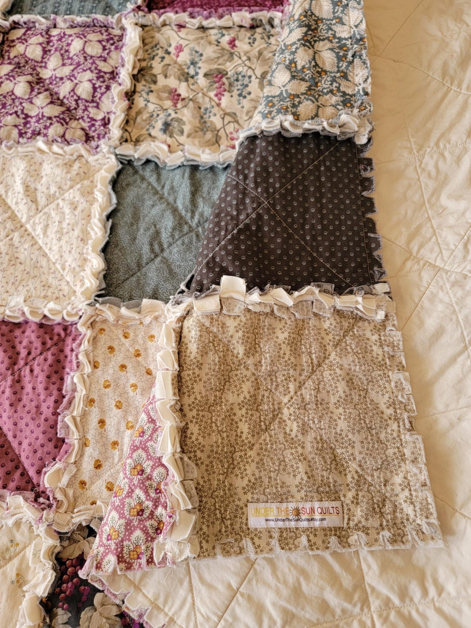 English Garden Large Rag Quilt Throw Pinks Yellows Greens Blues Tans White - Etsy