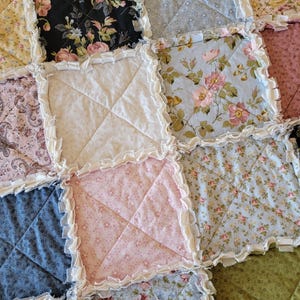 Garden Magic Queen Rag Quilt Blues, Pinks, Greens, White, Cream - Etsy