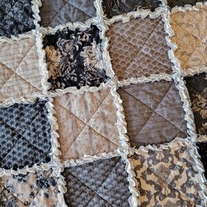 Cotillion Patchwork Large Rag Quilt Throw - Taupe, Tan, Black, Cream - Etsy