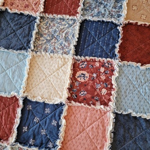 American Heritage Large Rag Quilt Throw Navy Blue, Cornflower Blue ...