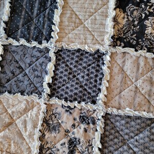 Cotillion Patchwork Large Rag Quilt Throw - Taupe, Tan, Black, Cream - Etsy
