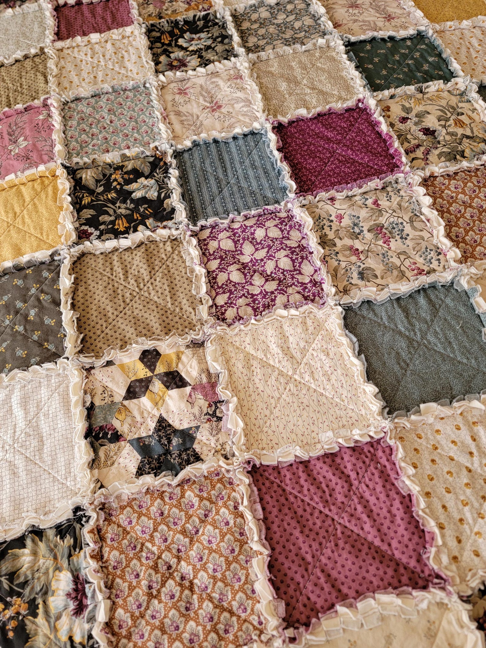 English Garden Large Rag Quilt Throw Pinks Yellows Greens Blues Tans White - Etsy