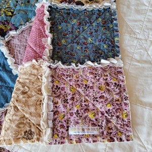 Amethyst Isles Large Rag Quilt Throw Teals Aqua Pinks Rose Spicy Browns Cream - Etsy
