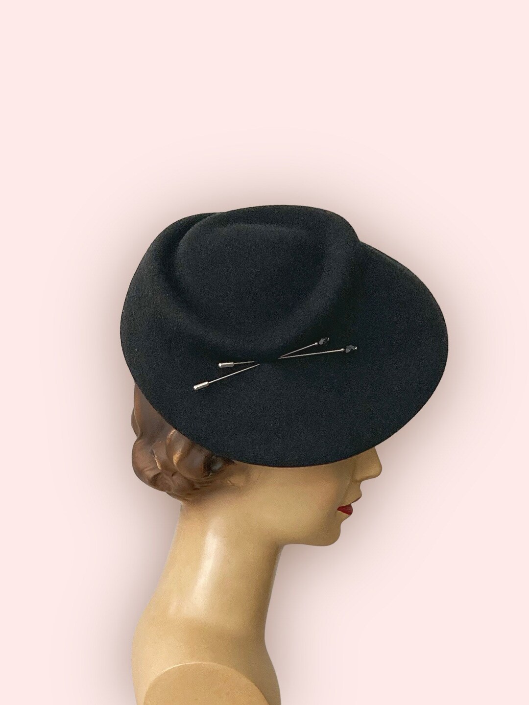 Agatha 50s Style Hat, Black. - Etsy
