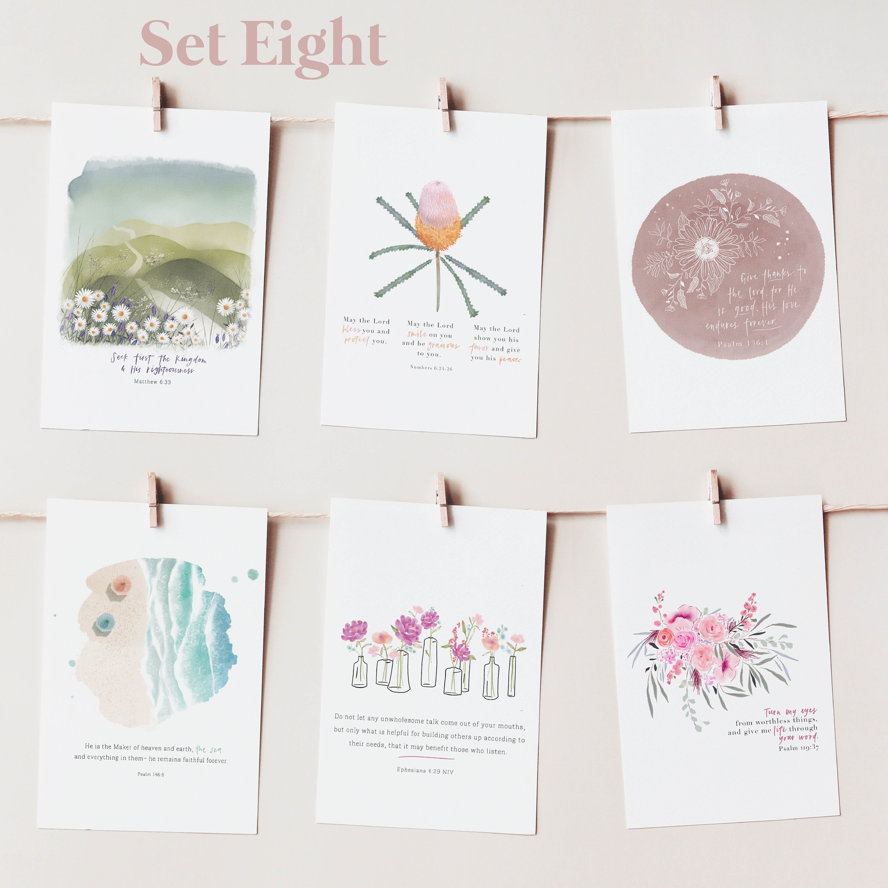 Greeting Card 6 Pack | Bible Verse Art | Scripture Encouragement ...