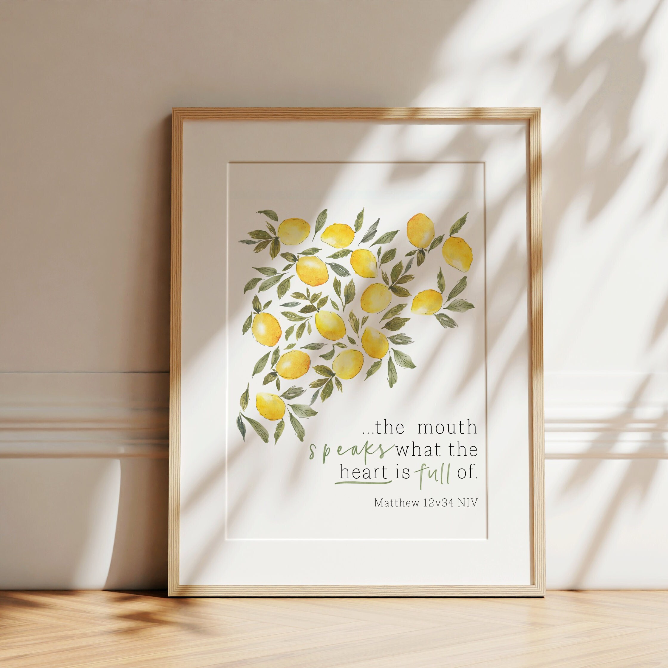 The Mouth Speaks What the Heart is Full of | Matthew 12:34 Art Print - Etsy