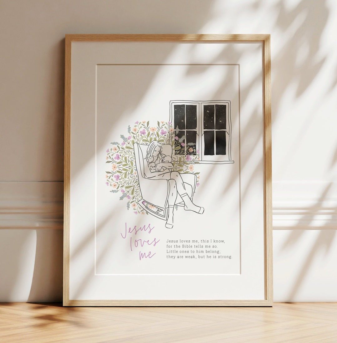 Jesus Loves Me This I Know | the Bible Nursery Print Watercolour Bible ...