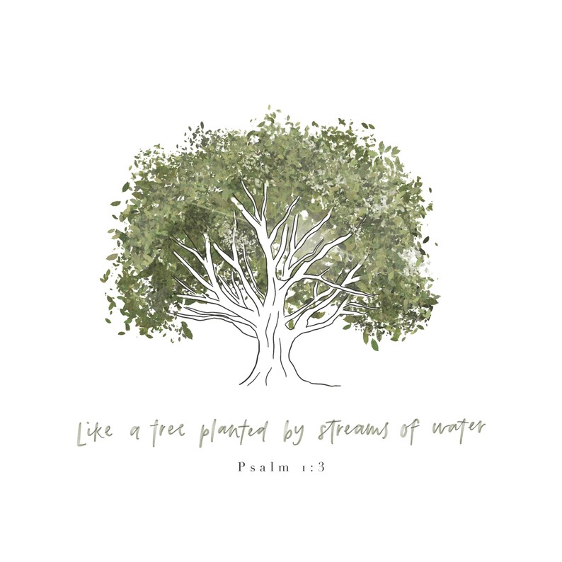 Like a Tree | Psalm 1:3 | Watercolour Bible Scripture, Bible Quotes ...