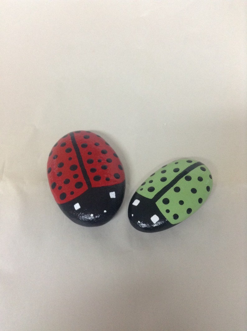 Hand painted ladybug garden rocks. Garden decor. Ladybug | Etsy