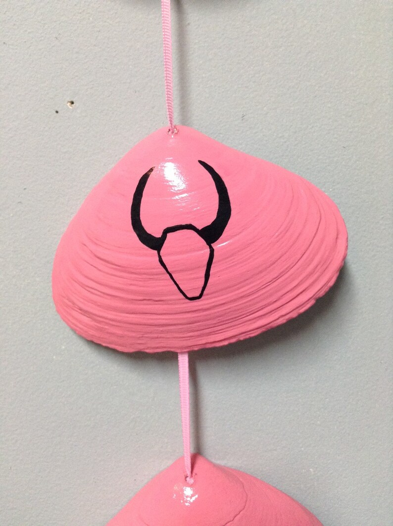 Hand painted Taurus seashell wall hanging. Seashell decor. | Etsy