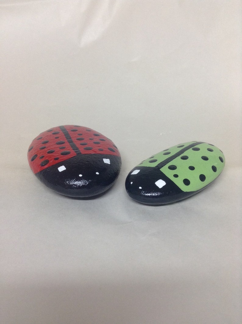 Hand painted ladybug garden rocks. Garden decor. Ladybug | Etsy