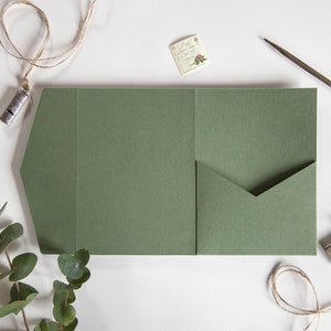 Sage Green DIY Pocketfold Envelopes, 270gsm 5x7 Portrait, With Pocket ...