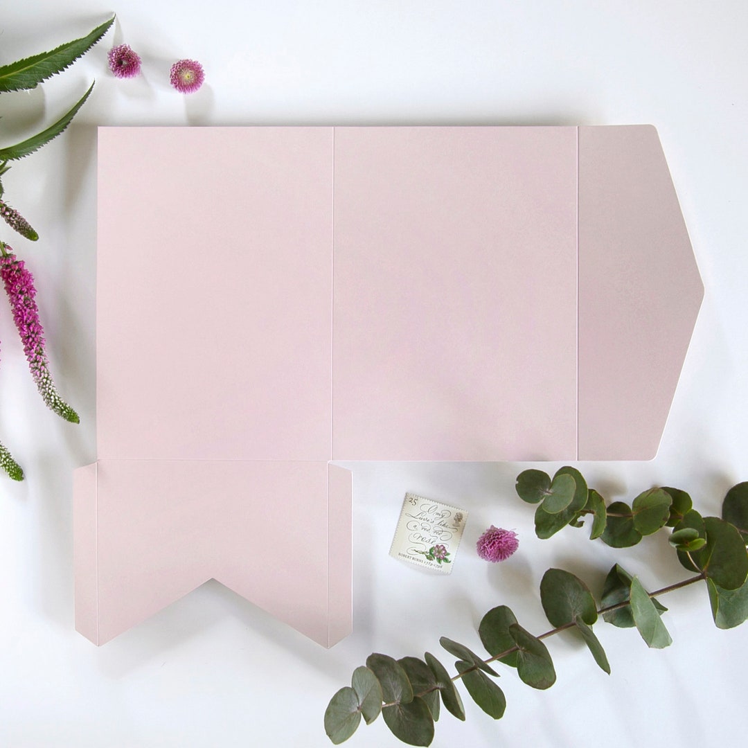Blush Pink DIY Pocketfold Envelopes, 300gsm 5x7 Portrait, With Pocket ...