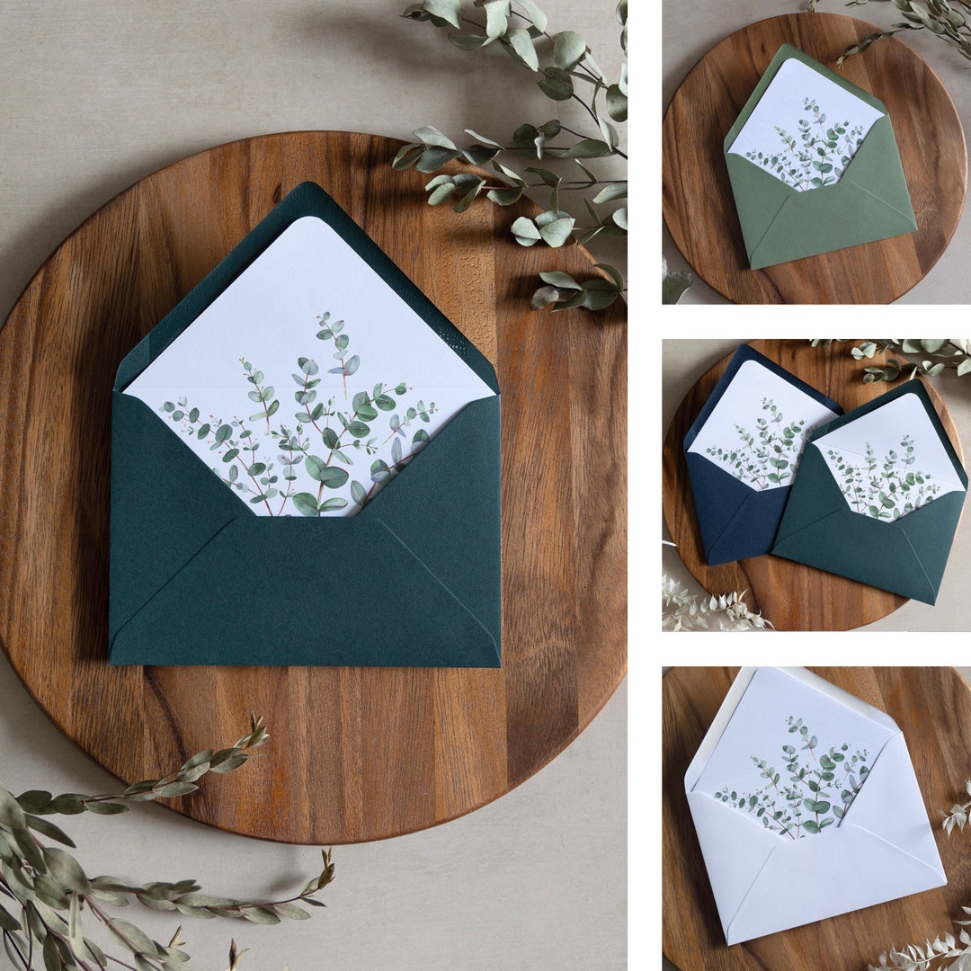 Bespoke campagna Eucalyptus Printed Envelope Liners C5 C6 C7 Square 5x7 ...