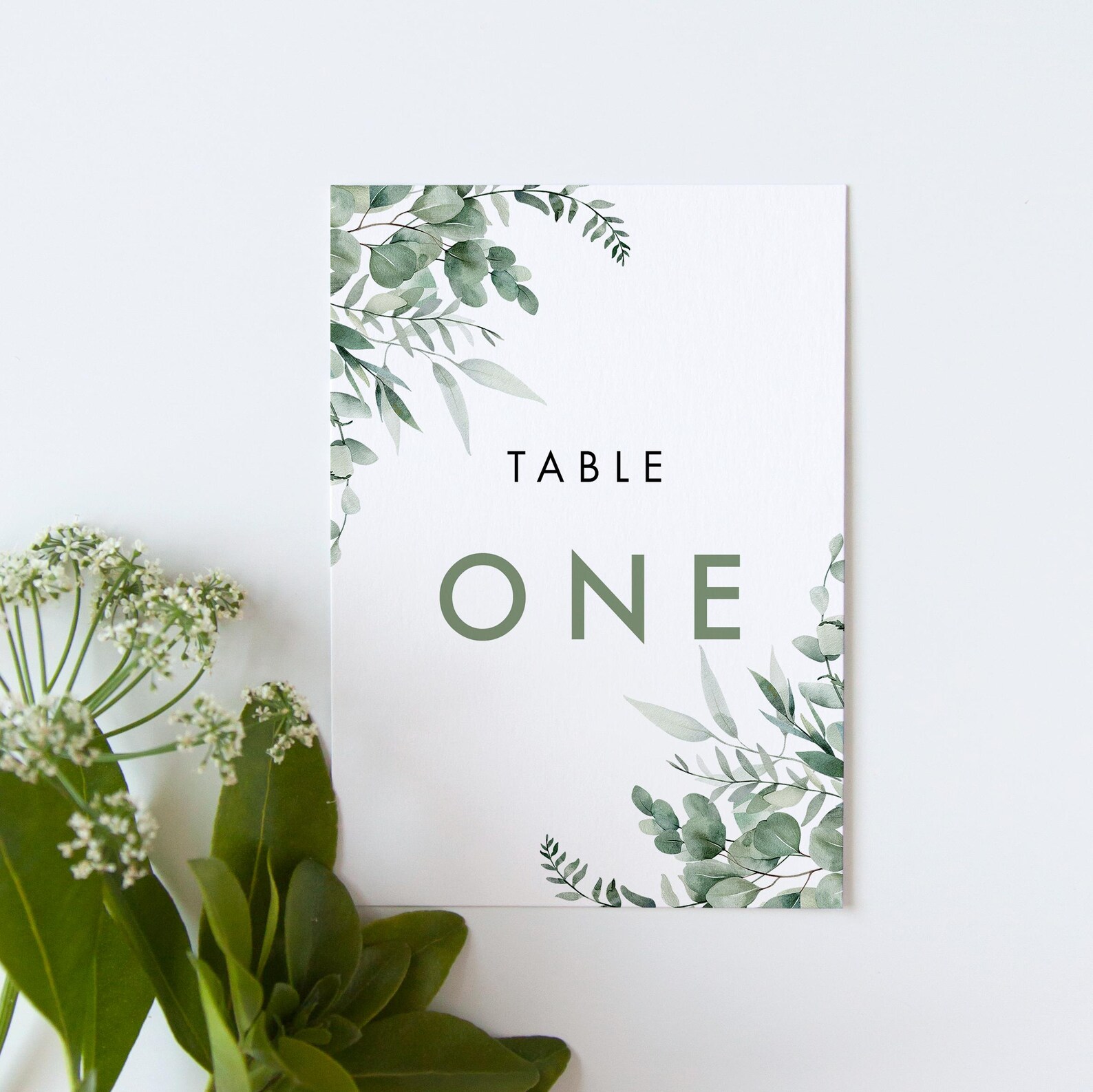 Natural 'enchanting Eucalyptus' Watercolour Wedding Table Number ...