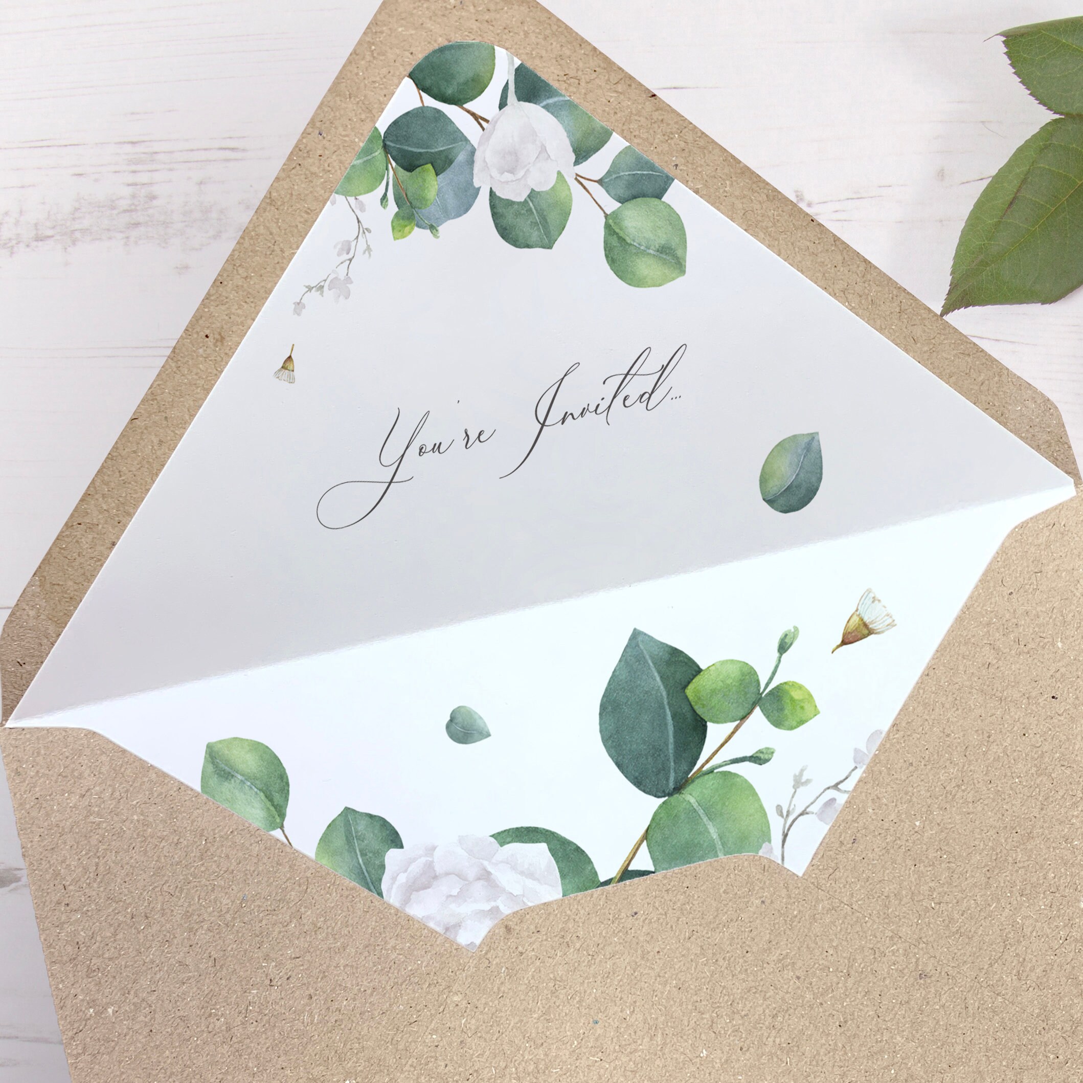Bespoke eucalyptus White Printed Envelope Liners C5 C6 C7 - Etsy UK