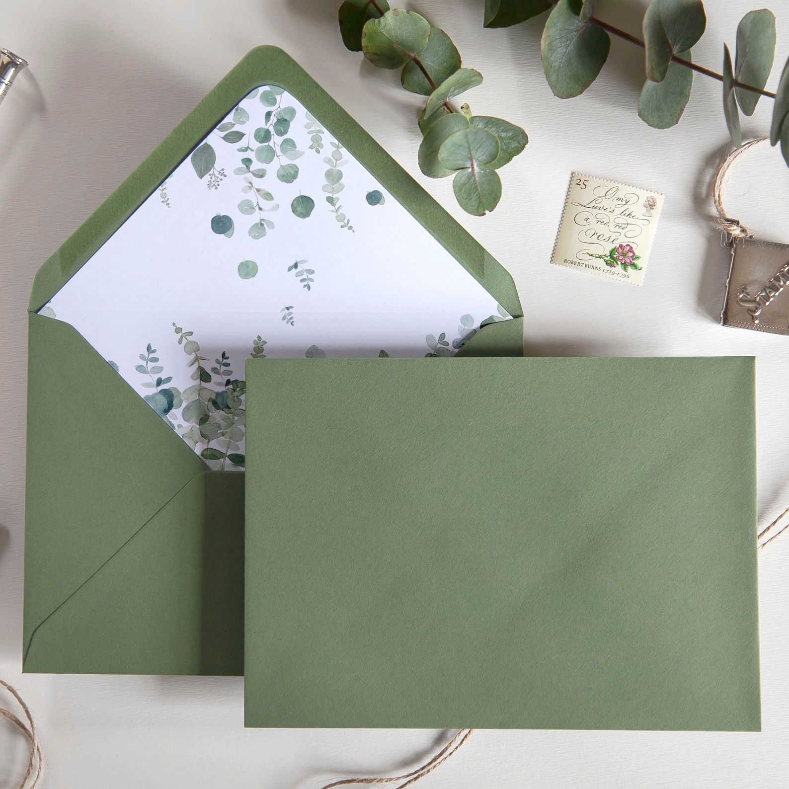 Sample Sage Green Pocketfold 'classic Eucalyptus' Wedding Invitation ...