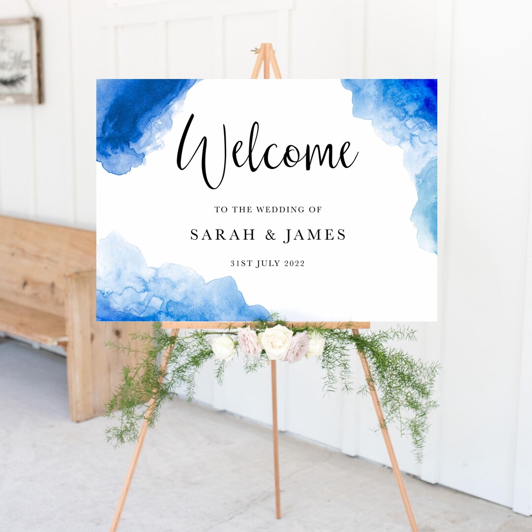 Large A1/A2 'blue Splash' Welcome Wedding Sign - 5mm Foamex Board | 2mm ...