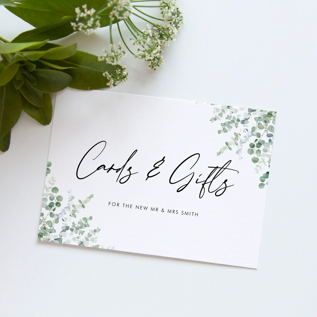 Sign A5, A4, A3 - Cards & Gifts Sign 'classic Eucalyptus CE11' ANY Text ...