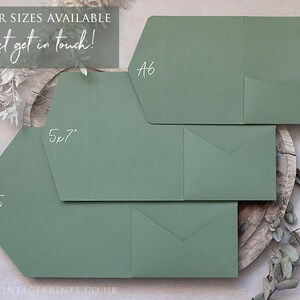Sage Green DIY Pocketfold Envelopes, 270gsm 5x7" Portrait, With Pocket ...