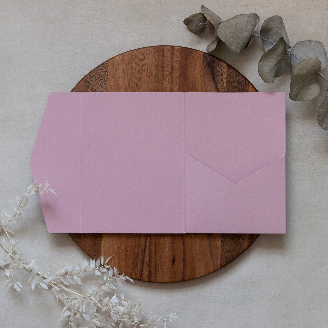 Dusky Pink DIY Pocketfold Envelopes, 300gsm 5x7" Portrait, With Pocket ...
