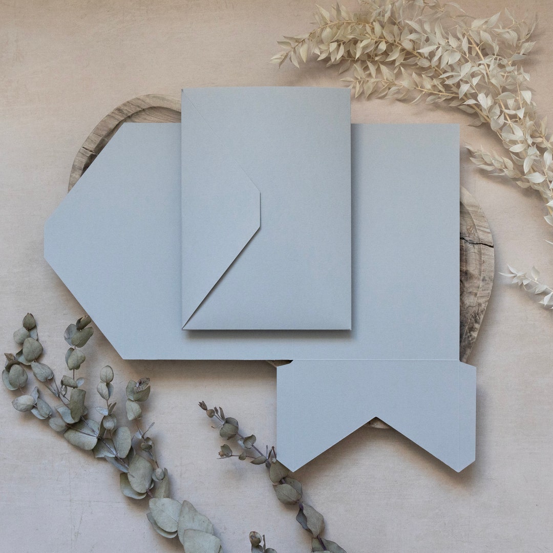 A5 Real Grey DIY Pocketfold Envelopes, 270gsm Portrait, With Pocket ...