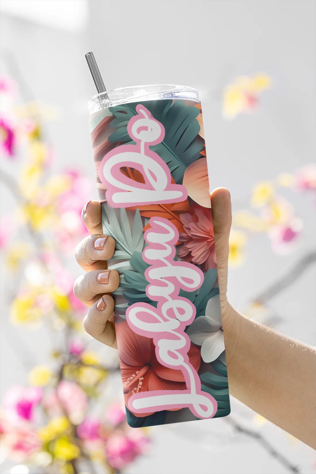 Filipino Skinny Tumbler 20 Oz, Pinay Gift for Mom, Floral Stainless ...