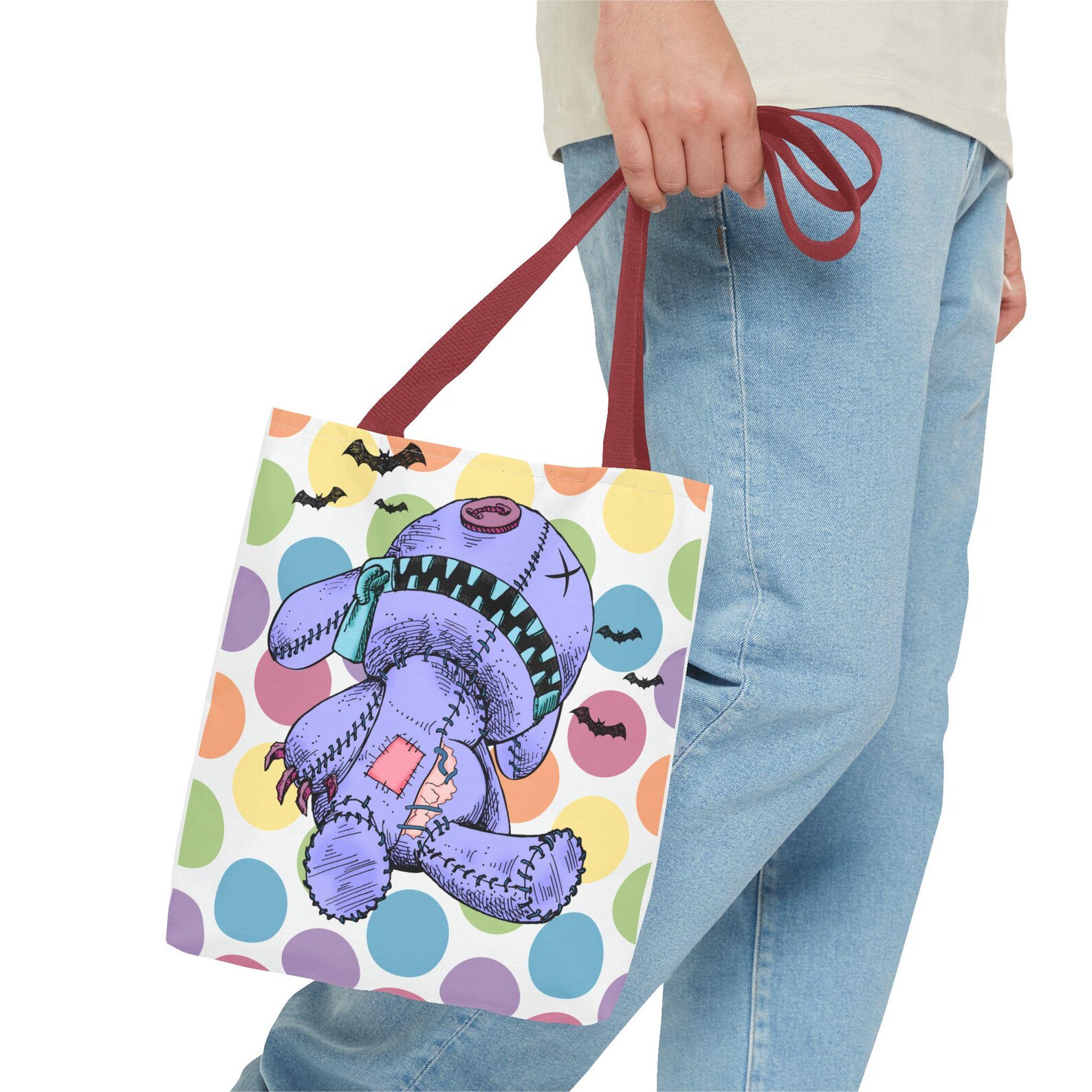 Pastel Goth Tote Bag Purple Rag Doll, Witch Gift for Teens, Books Carry ...