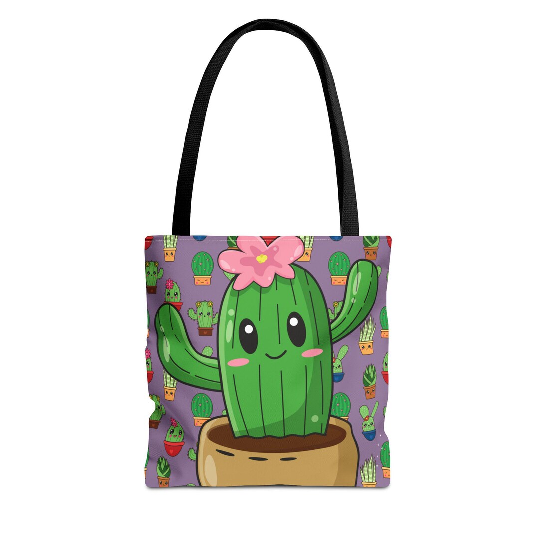 Kawaii Cactus Tote Bag for Plant Lovers, Cute Gift for Teens, Books ...