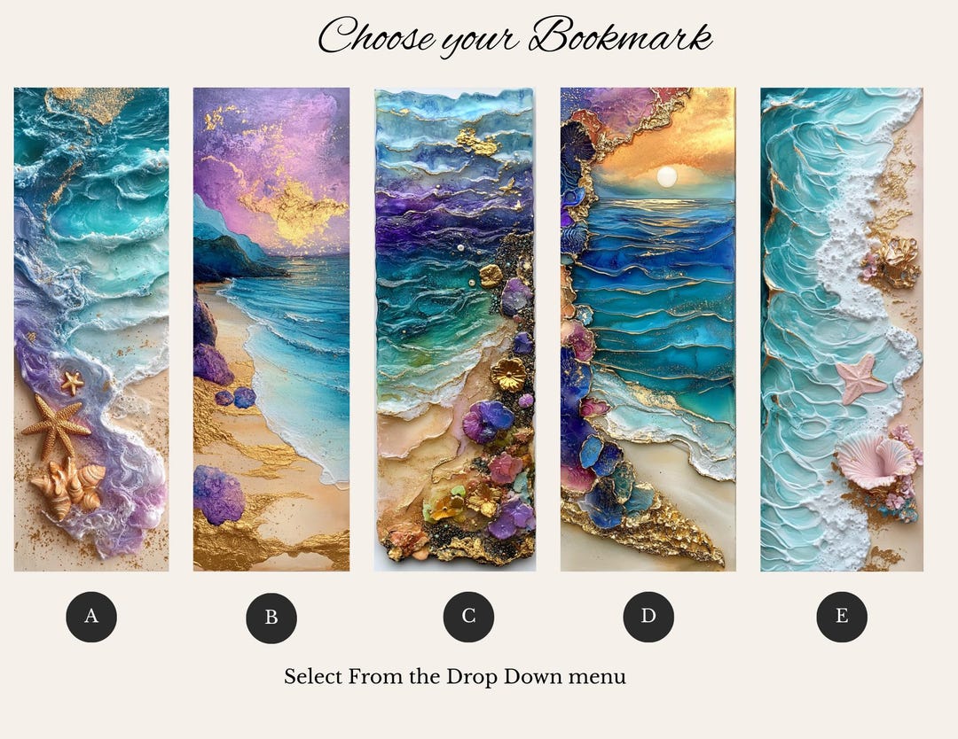 Abstract Ocean Art Bookmark – Laminated Coastal Stationery - Etsy