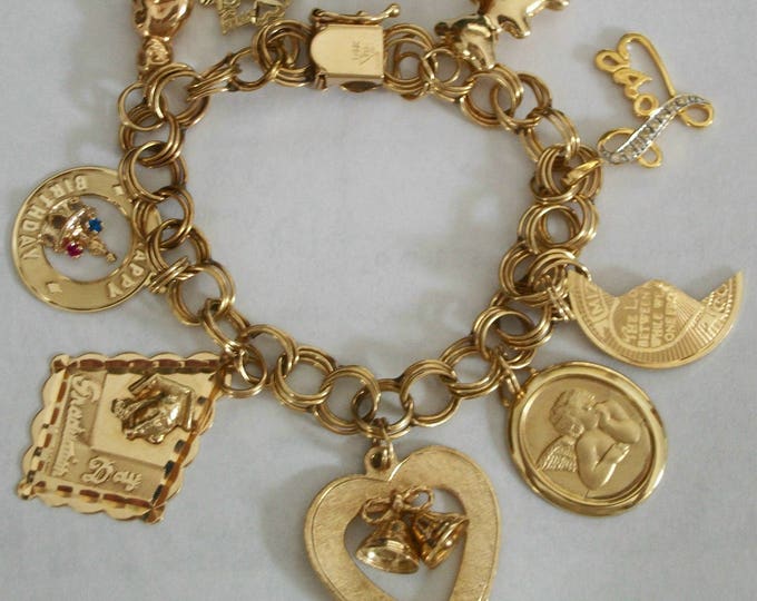 Vintage 14kt Gold Charm Bracelet! Solid 14kt Gold! Period Pieces on ...