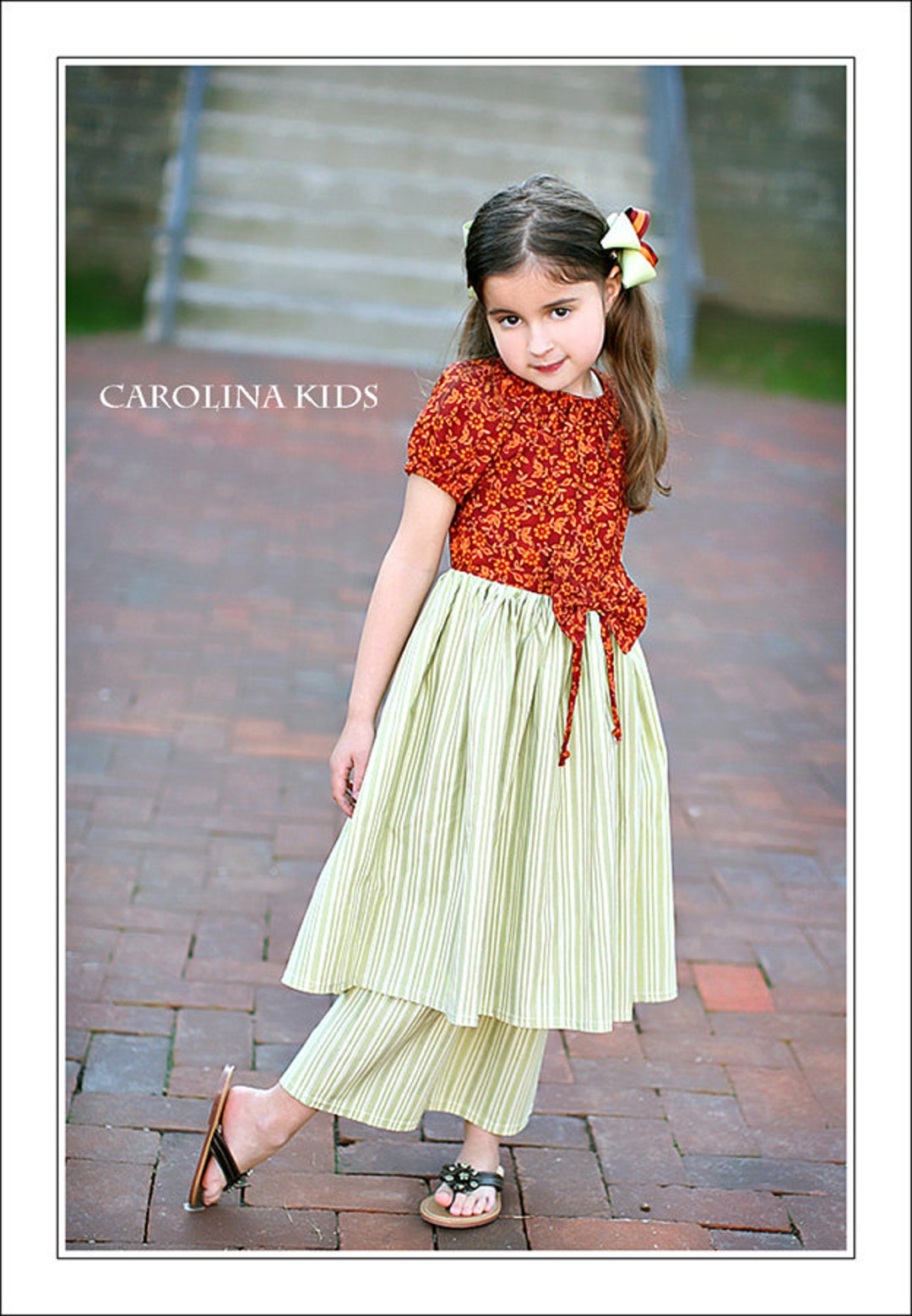Girls Fall Dress & Palazzo Pants Set Floral Print, Made USA Boutique ...