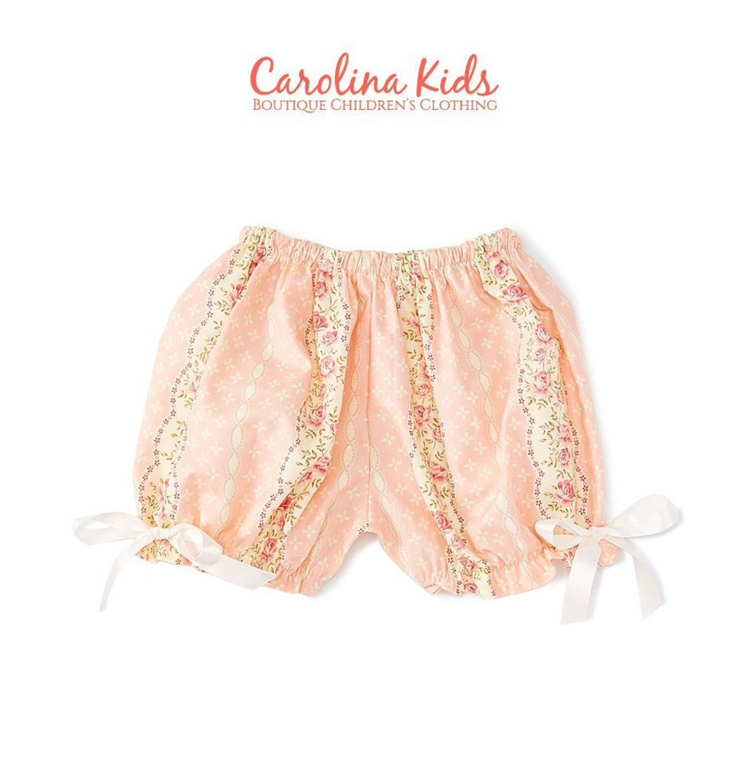Pretty Vintage Peach Floral Bloomers Shorties Kids Infant Toddler Girls ...