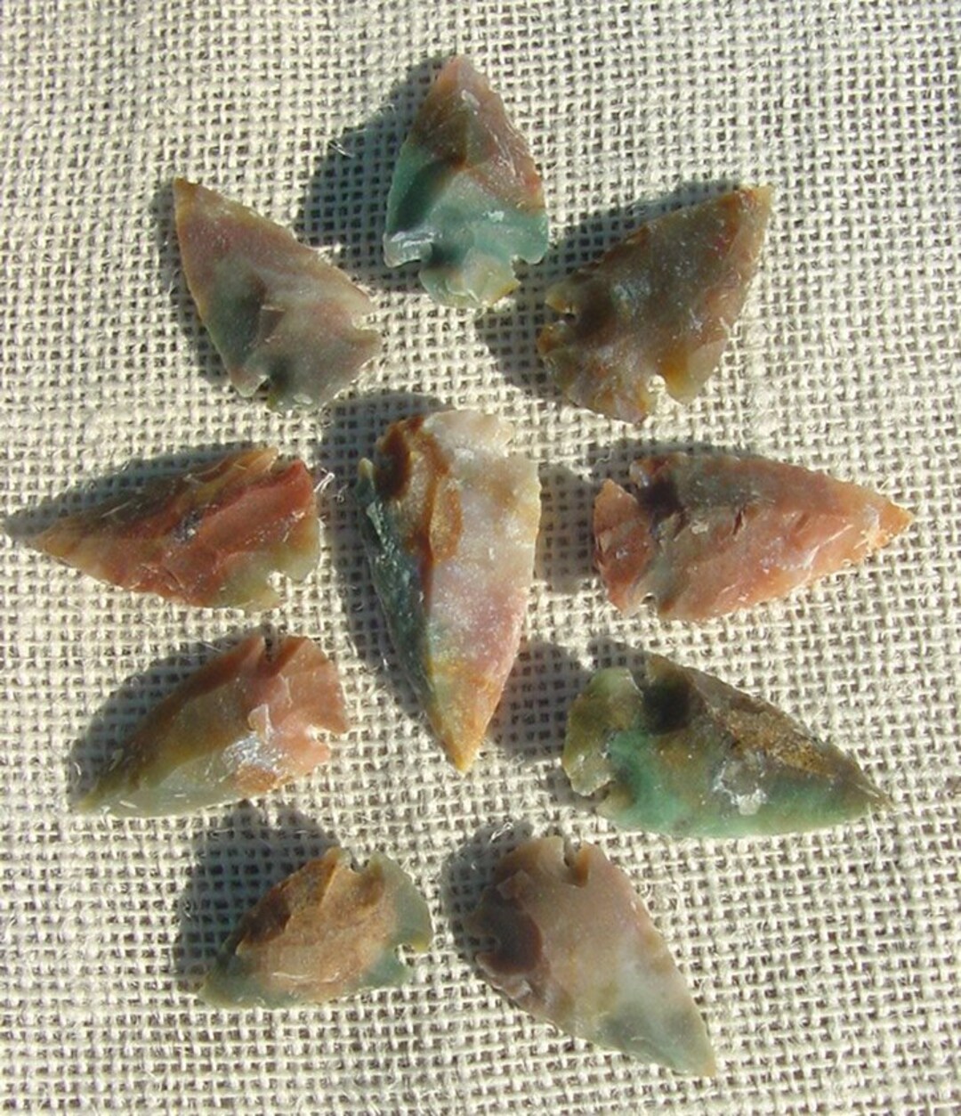 10 Arrowheads Greens Browns Multi Colors Replica 1" - 1 1/2 Inch Stone ...