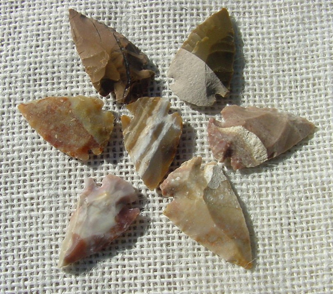 7 Arrowheads Tans Brown Light Mix Replica 1" - 1 1/2" Inch Mixed Color ...