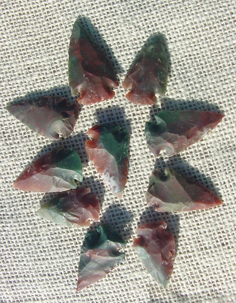 10 Arrowheads Reds Greens Multi Colors Replica 1" - 1 1/2 Inch Stone ...