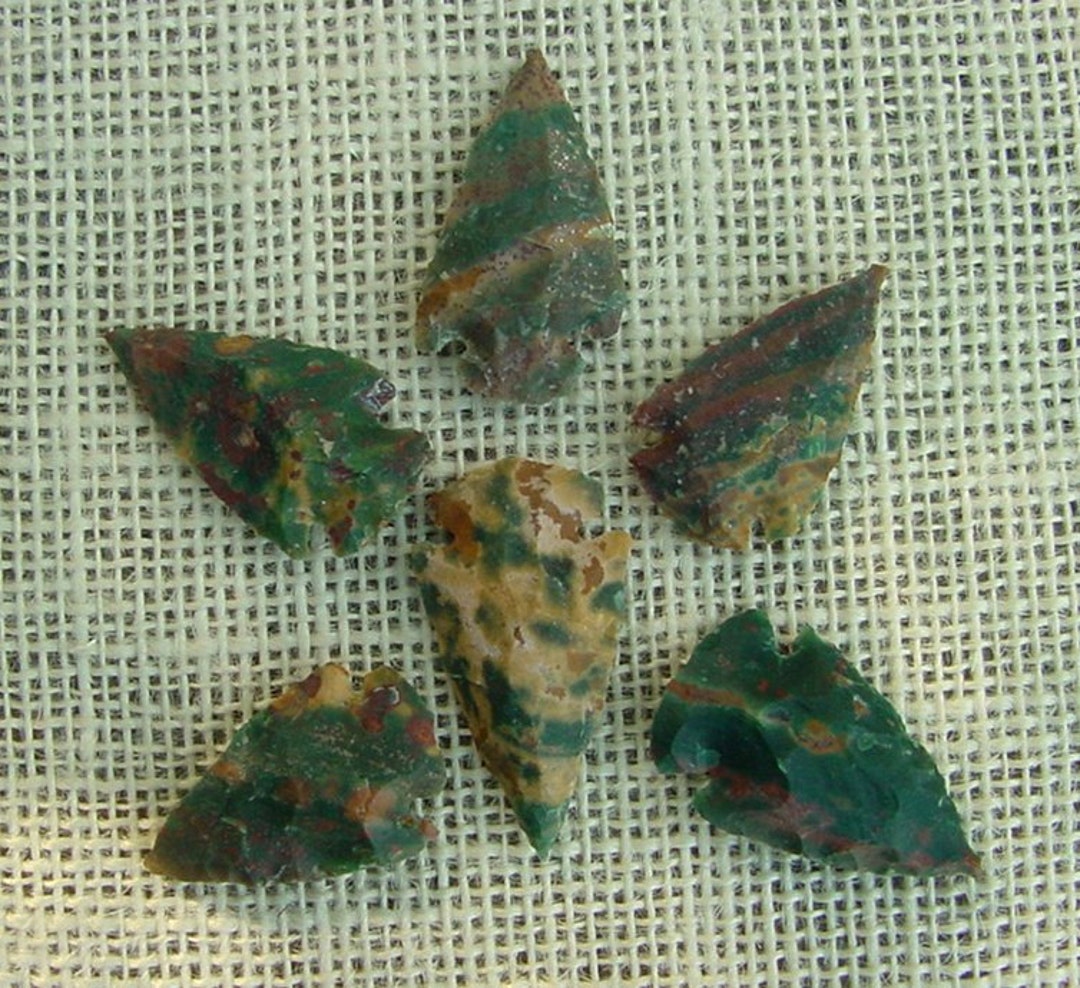 6 Specialty Arrowheads Replica 1" - 1 1/2" Inch Stone Jasper Hand ...