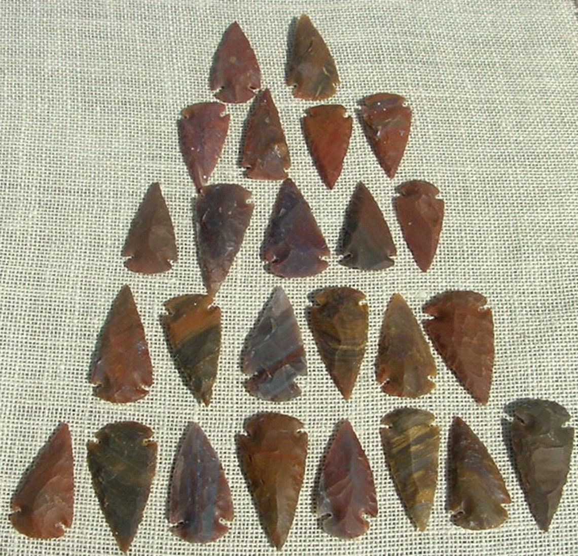 25 Bulk Arrowheads @ 2 Inch Reproduction Mixed Colors Replica Bird ...