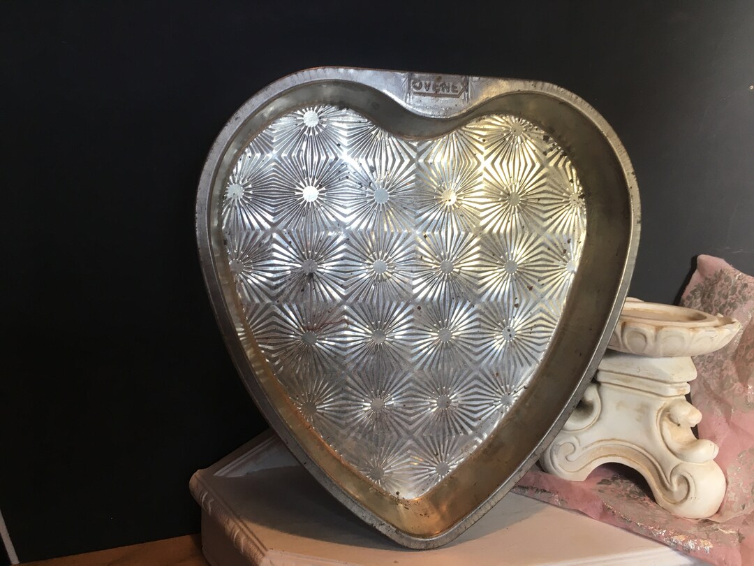 Vintage Ovenex Heart Cake Pan, Starburst Pattern, Midcentury Bakeware ...