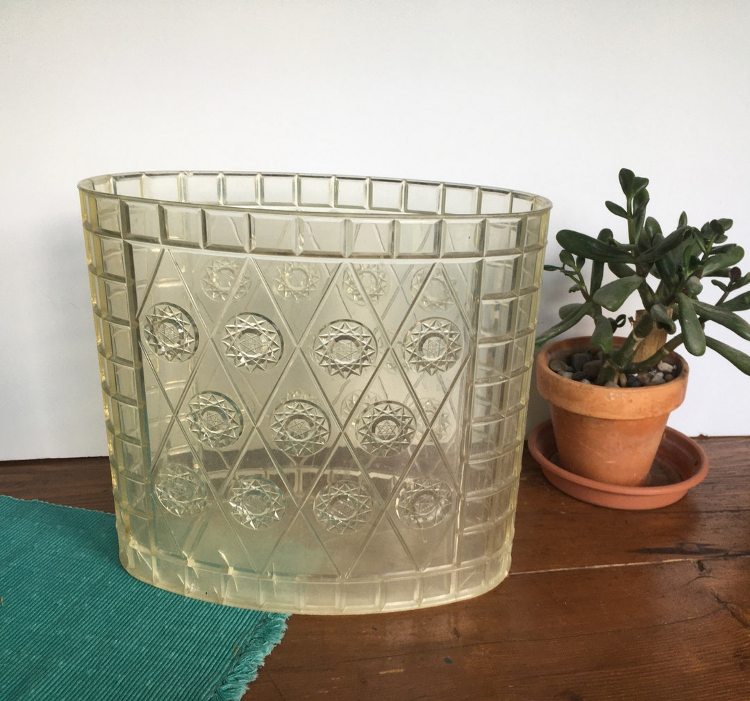 Vintage MCM Lucite Cut Crystal Style Wastebasket Garbage Can, Starburst ...