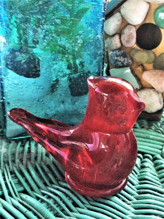 Vintage Red Glass Cardinal cardinal of Love Bird - Etsy
