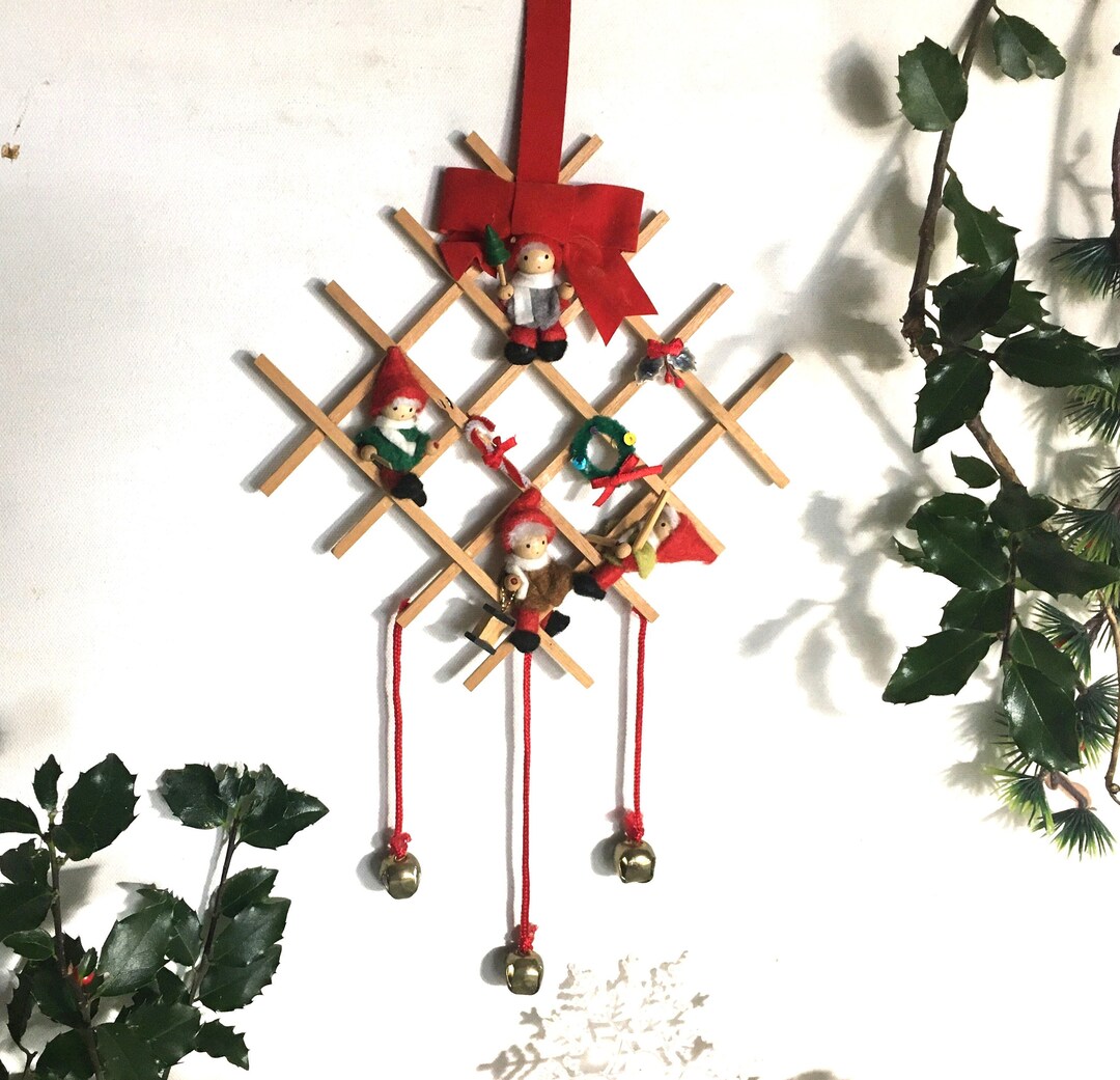 Vintage Scandinavian Danish Christmas Elves Wall Hanging, Christmas ...
