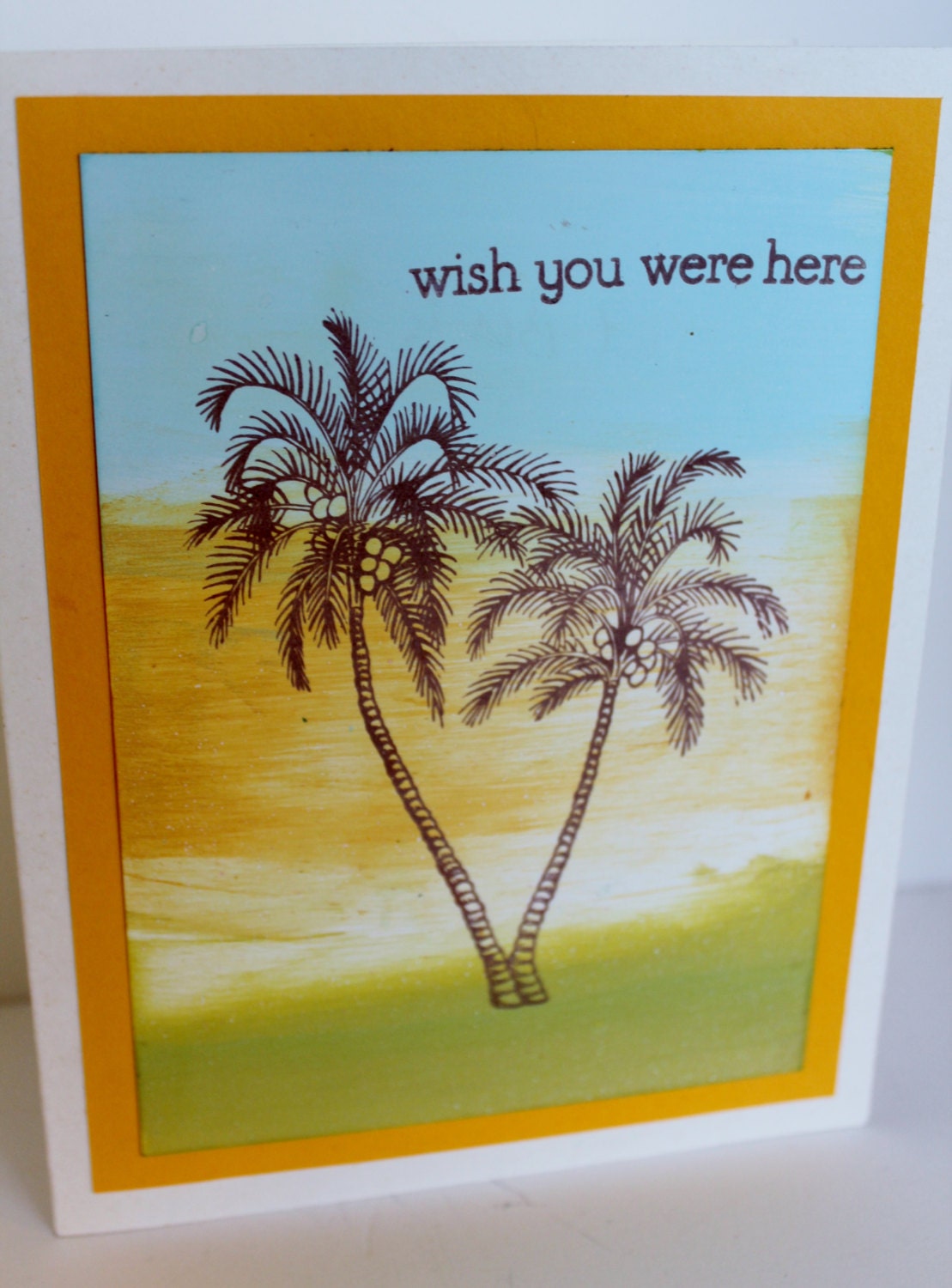 Handmade, Stamped, Wish You Were Here Card, Beached Themed Card, Miss ...