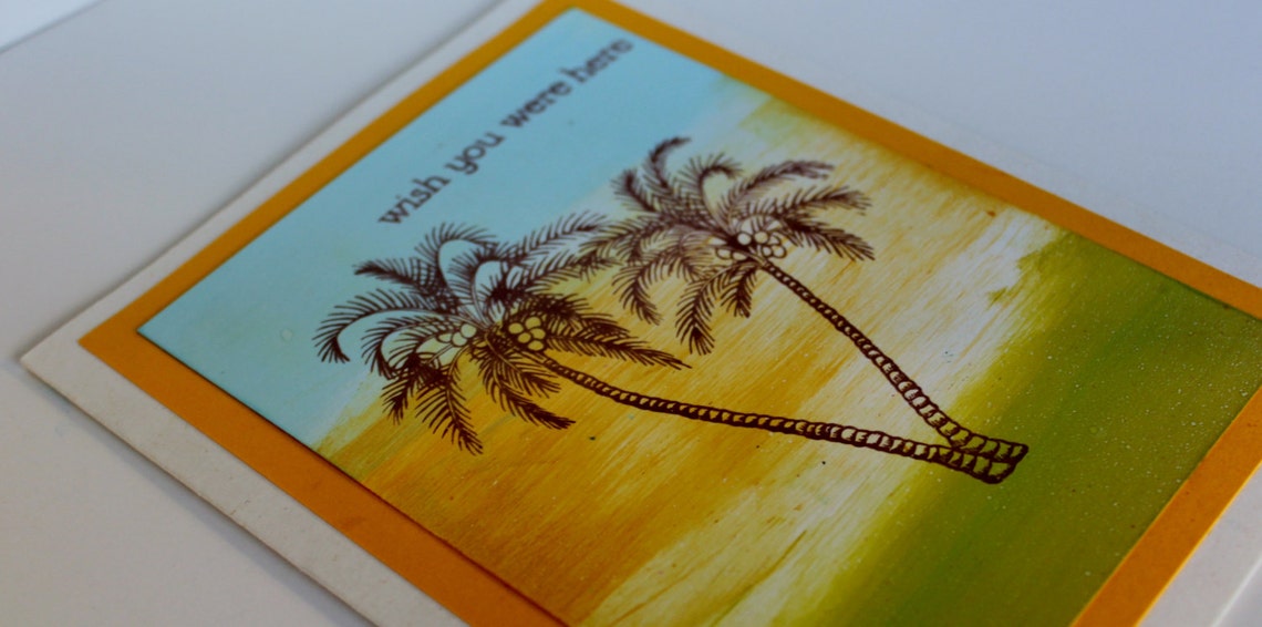 Handmade, Stamped, Wish You Were Here Card, Beached Themed Card, Miss ...